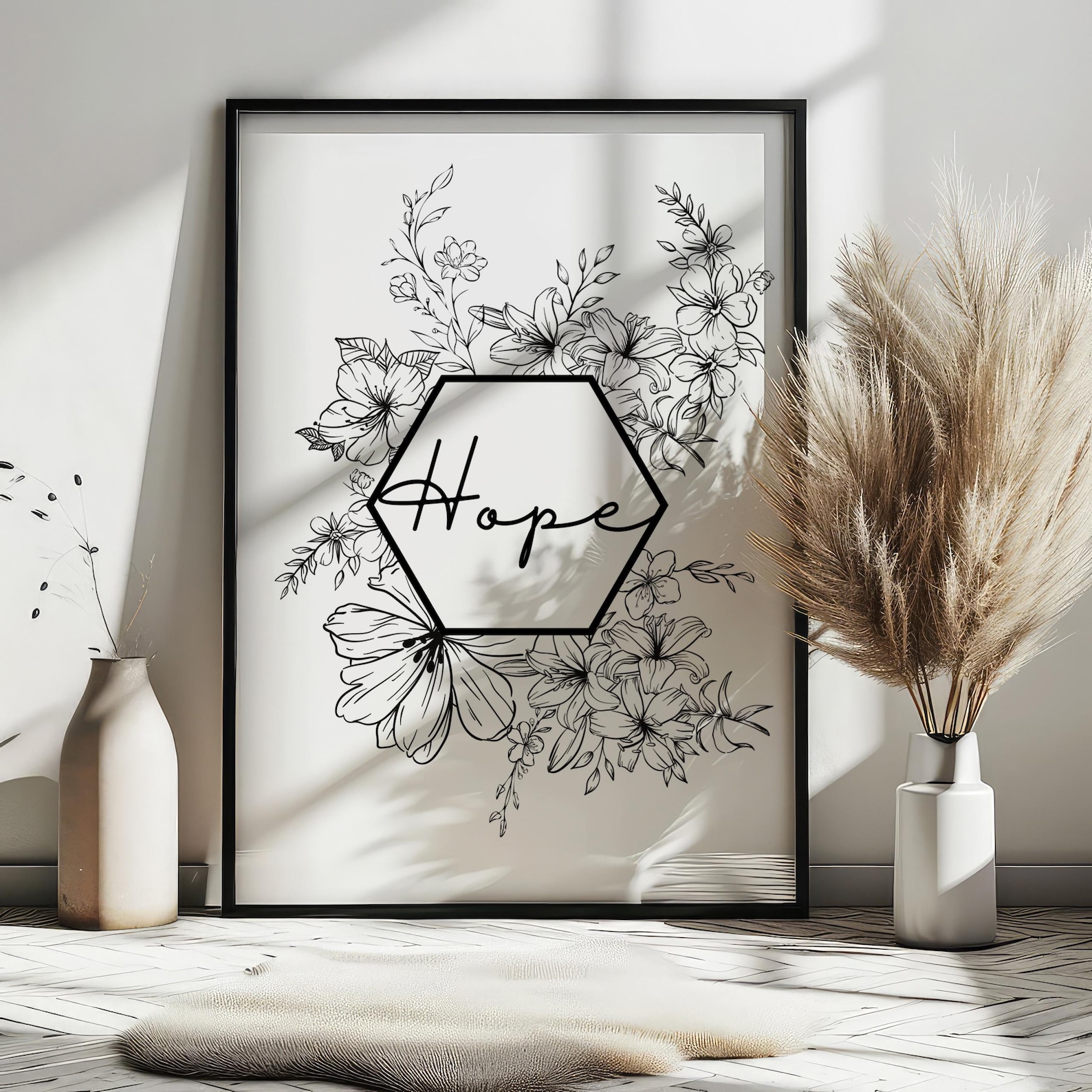 Floral Honeycomb Hope Line Art // Botanical Illustration, Sunflowers ...