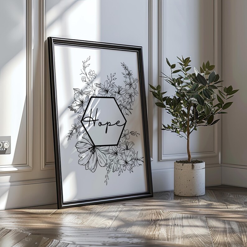 Floral Honeycomb Hope Line Art // Botanical Illustration, Sunflowers ...