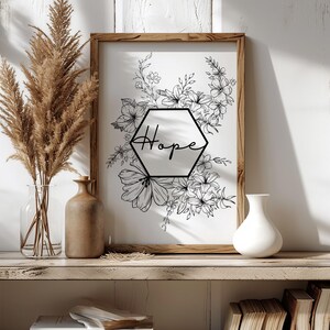 Floral Honeycomb Hope Line Art // Botanical Illustration, Sunflowers ...