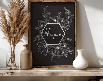 Floral Honeycomb Hope Line Art // Botanical Illustration, Sunflowers ...