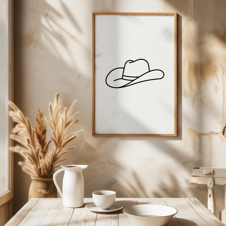 Cowboy Hat Line Art Print, Western Home Decor (digital Download) - Etsy