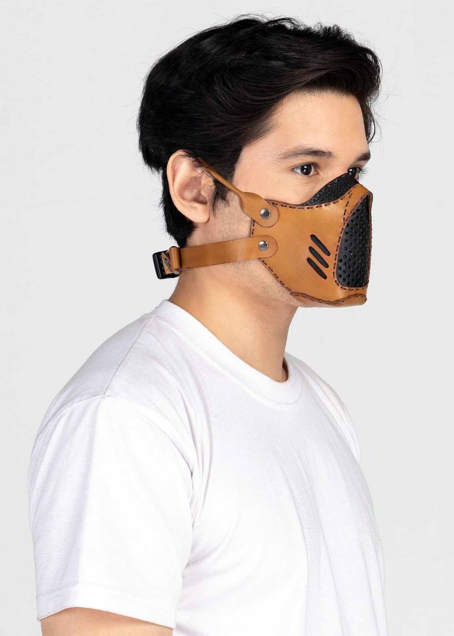 Leather Face Mask //THE MAVERICK// w/filters & pocket | Etsy