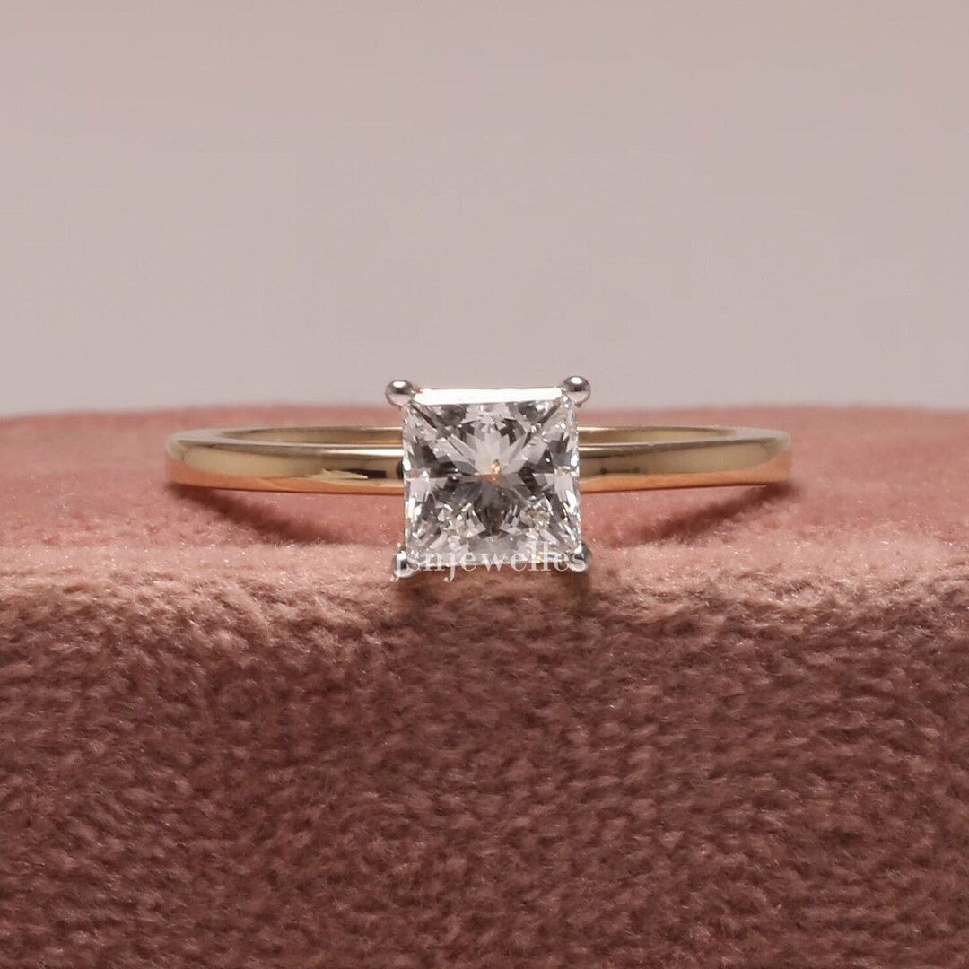 2 CT Princess Cut Solitaire Engagement Ring Ll Labgrown Single Diamond ...