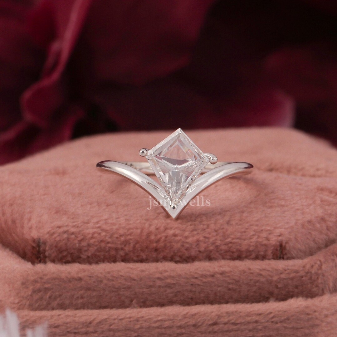 Kite Portrait Cut Eco Friendly Diamond Solitaire Ring Unique Art Deco ...