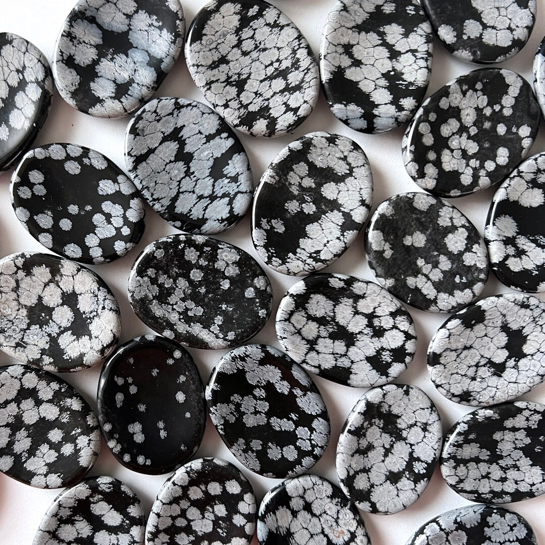 Snowflake Obsidian Worry Stone Meditation Stone Protection Grounding ...