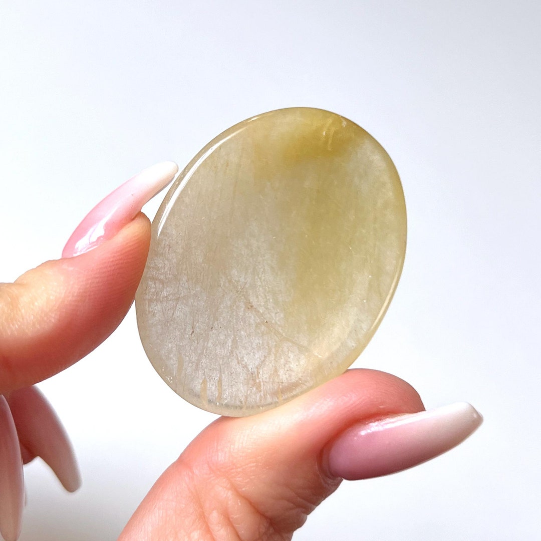 RARE Green Rutile in Quartz Worry Stone Green Chlorite Quartz Powerful ...