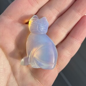 Opalite Carved Cat Opalite Glass Cat Cute Cat Carving - Etsy
