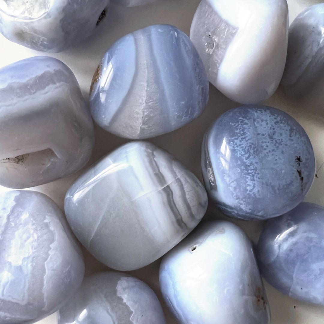 Blue Lace Agate Pebble Large Tumbled Stone Mental Clarity Intuition ...