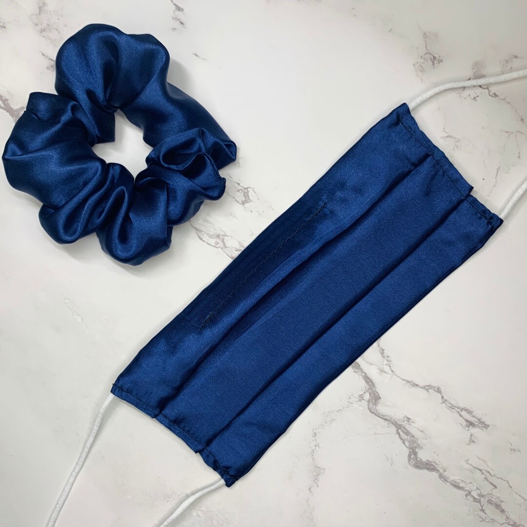 Navy Satin Silk With Scrunchies - Etsy