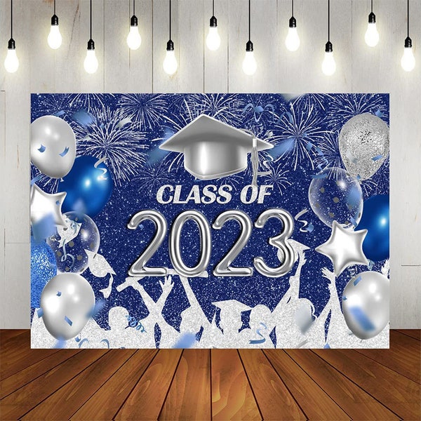Royal Blue and Silver Graduation Backdrop - Etsy