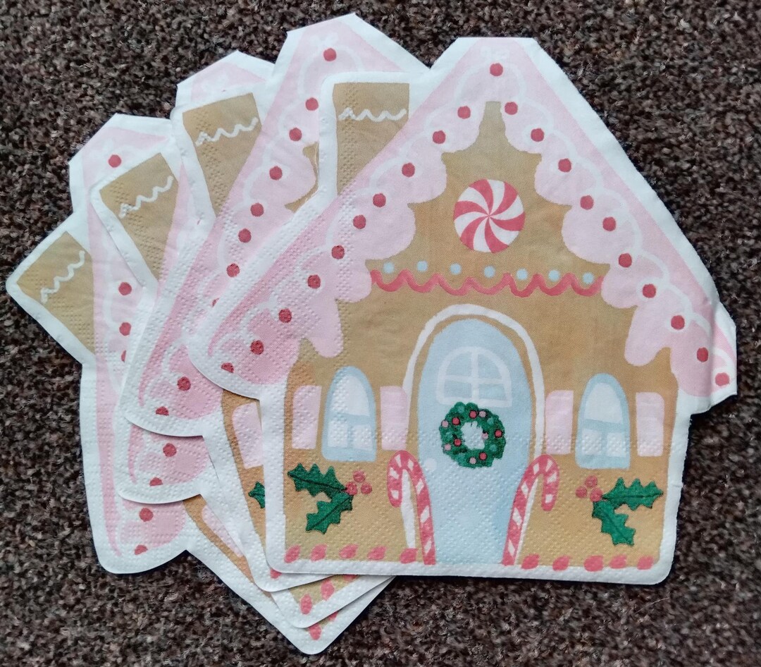 4 X Christmas Gingerbread House Paper Napkins Perfect for Decoupage ...