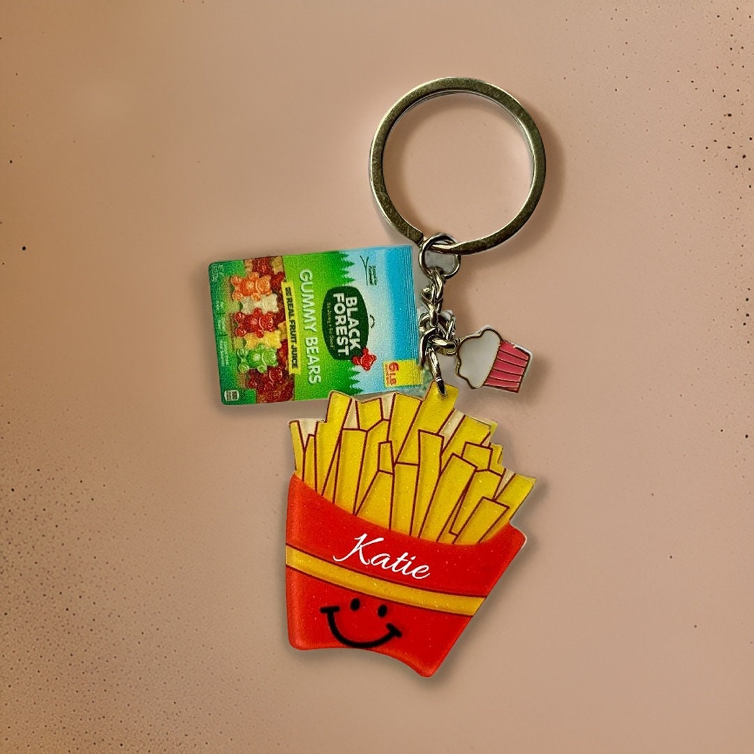 Personalized Junk Food Keychain, Teen Keychain, French Fries, Birthday ...