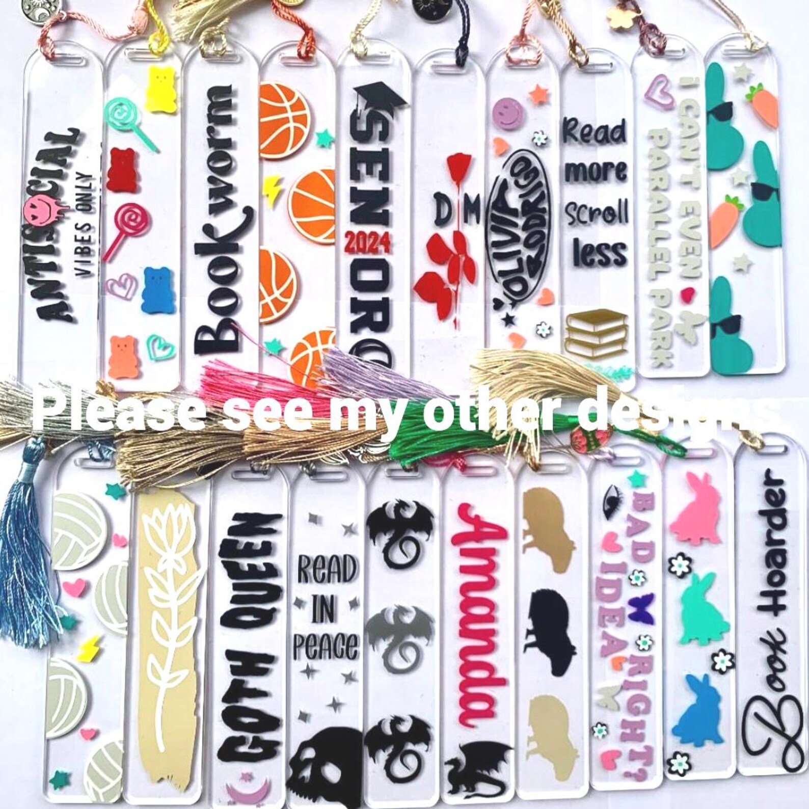 Personalized Cheer Cheerleader Charm Bookmark, Varsity Bookmark, Teen ...