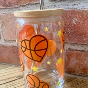 Basketball Glass Cup, Basketball Coffee Cup With Lid and Straw ...