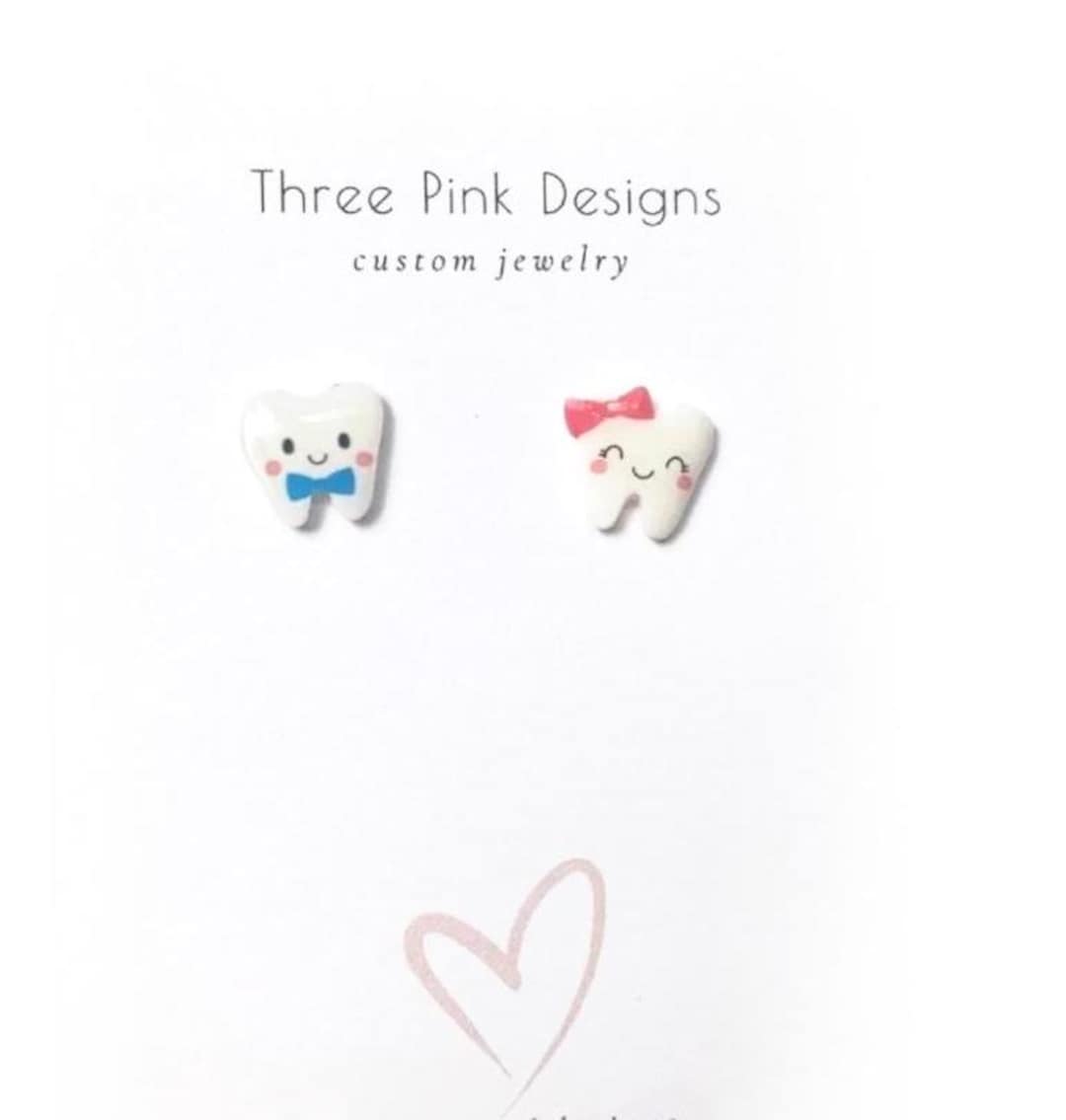 Cute Handmade Kawaii Tooth Teeth Boy Girl Earrings, Dentist Earrings ...