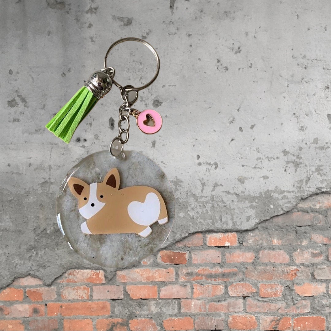 Personalized Dog Corgi Keychain, Corgi Gift, Dog Lover Keychain, Dog ...