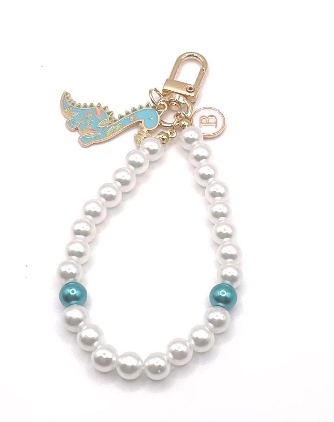 Personalized "dino-mite" Charm Keychain Bag Tag, iPhone Charms, Pearl ...