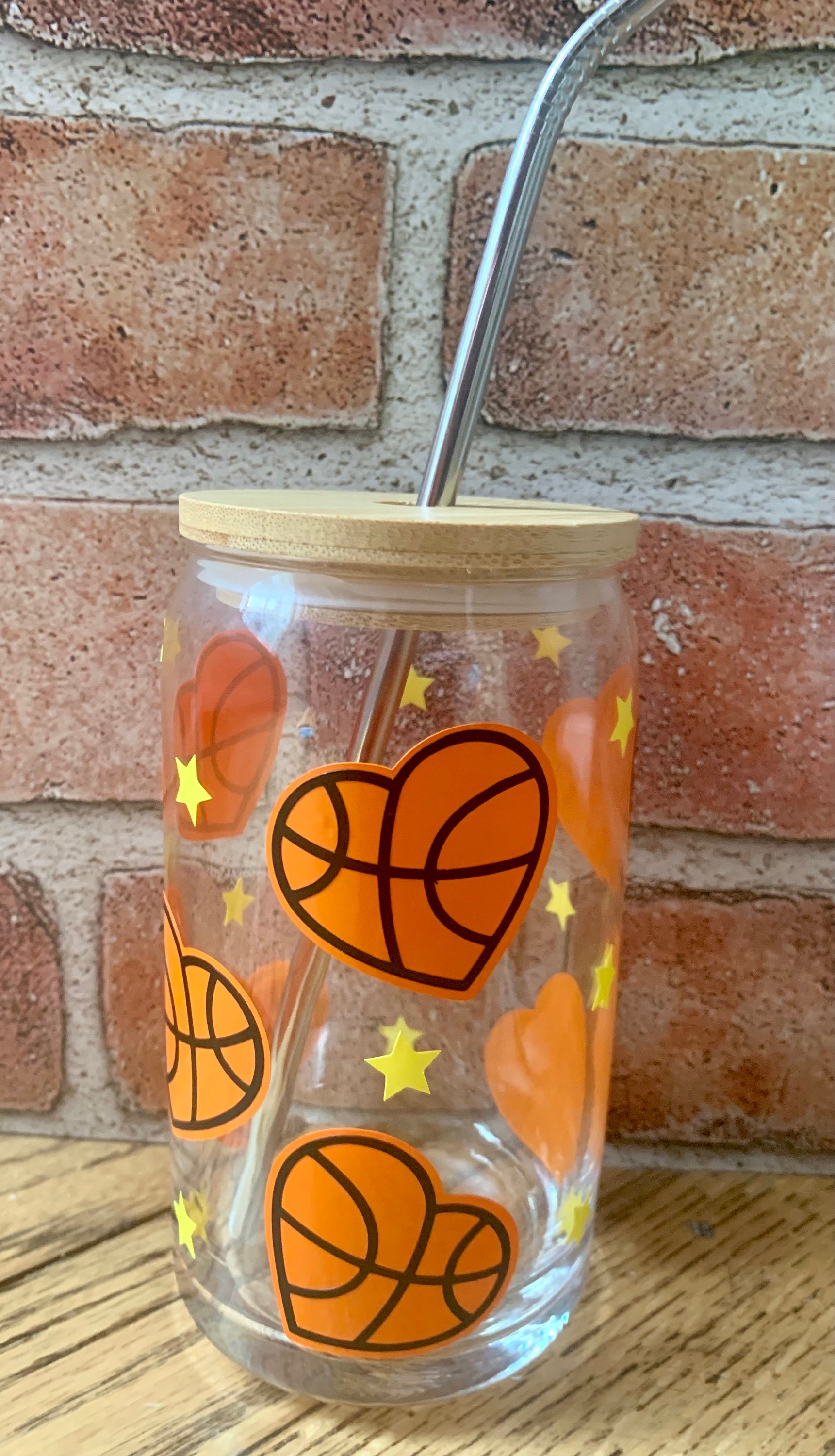 Basketball Glass Cup, Basketball Coffee Cup With Lid and Straw ...