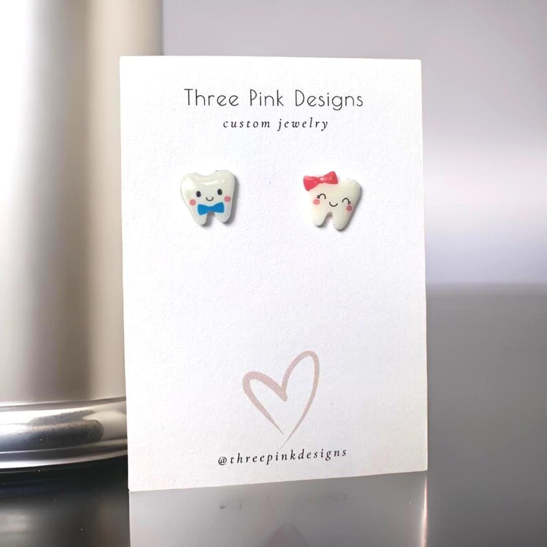 Cute Handmade Kawaii Tooth Teeth Boy Girl Earrings, Dentist Earrings ...