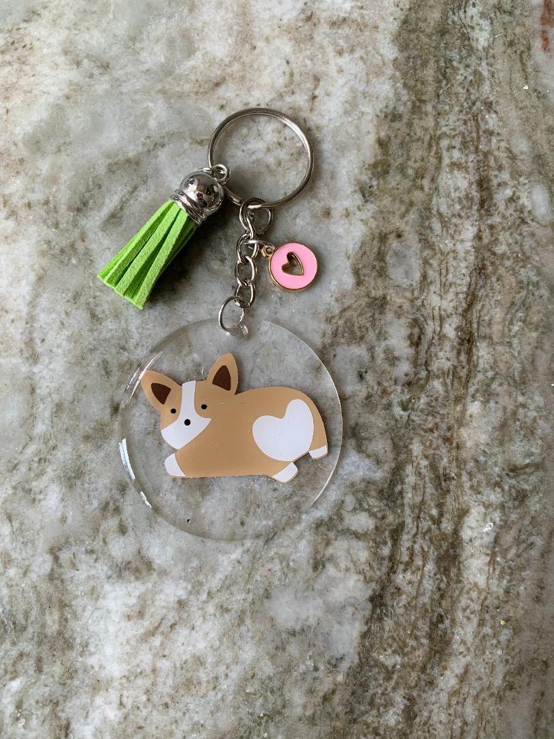 Personalized Dog Corgi Keychain, Corgi Gift, Dog Lover Keychain, Dog ...