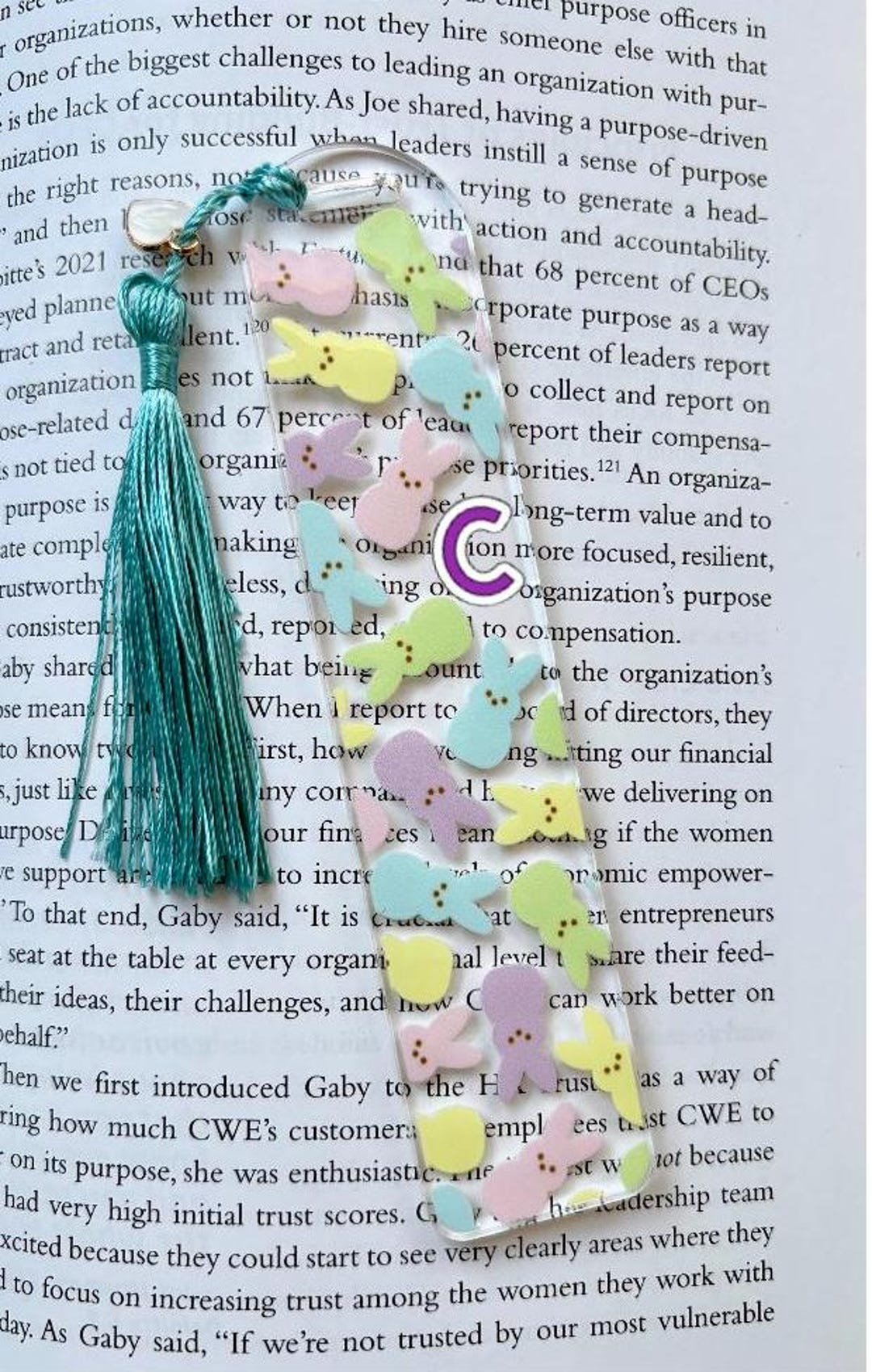 Cute Peep Bunny Charm Bookmark, Easter Bookmark, Peep Bookmark, Kids ...
