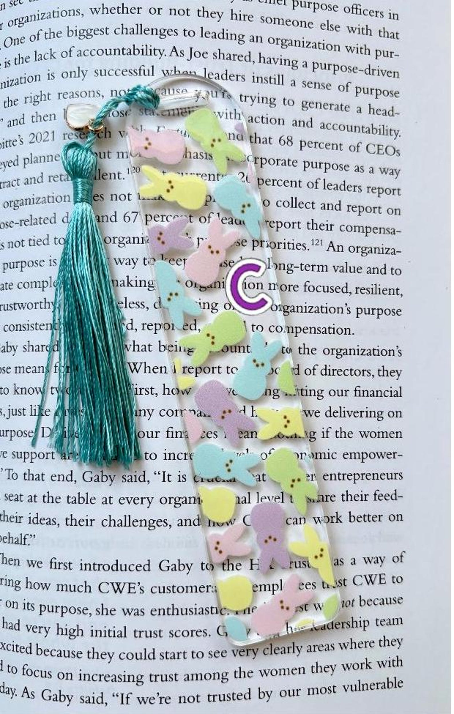 Cute Peep Bunny Charm Bookmark, Easter Bookmark, Peep Bookmark, Kids ...