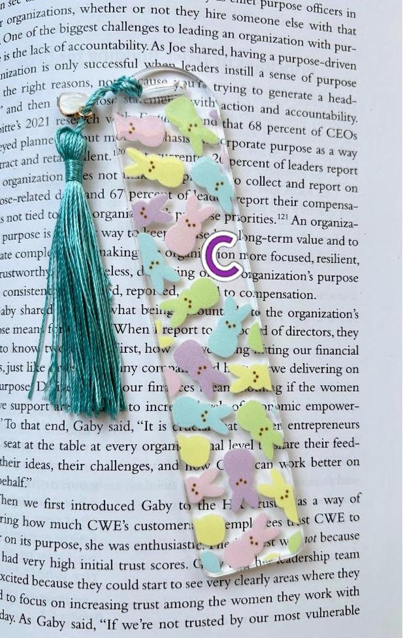 Cute Peep Bunny Charm Bookmark, Easter Bookmark, Peep Bookmark, Kids ...