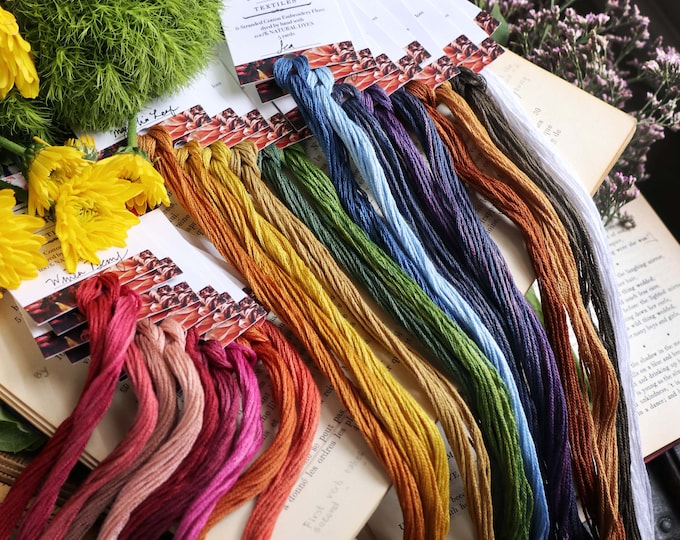 PLANT DYED Embroidery Floss SINGLES // Naturally Dye Cotton Embroidery ...