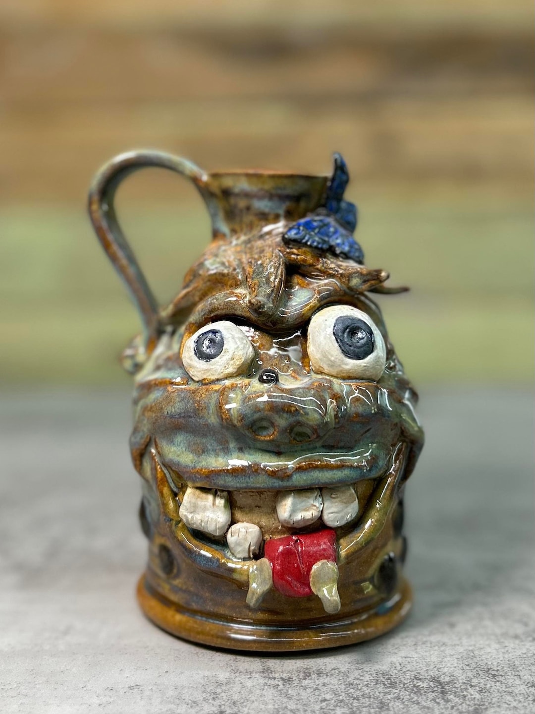 Ugly Face Jug " Ziggie" Handmade and Sculpted Stoneware Pottery 6" by ...