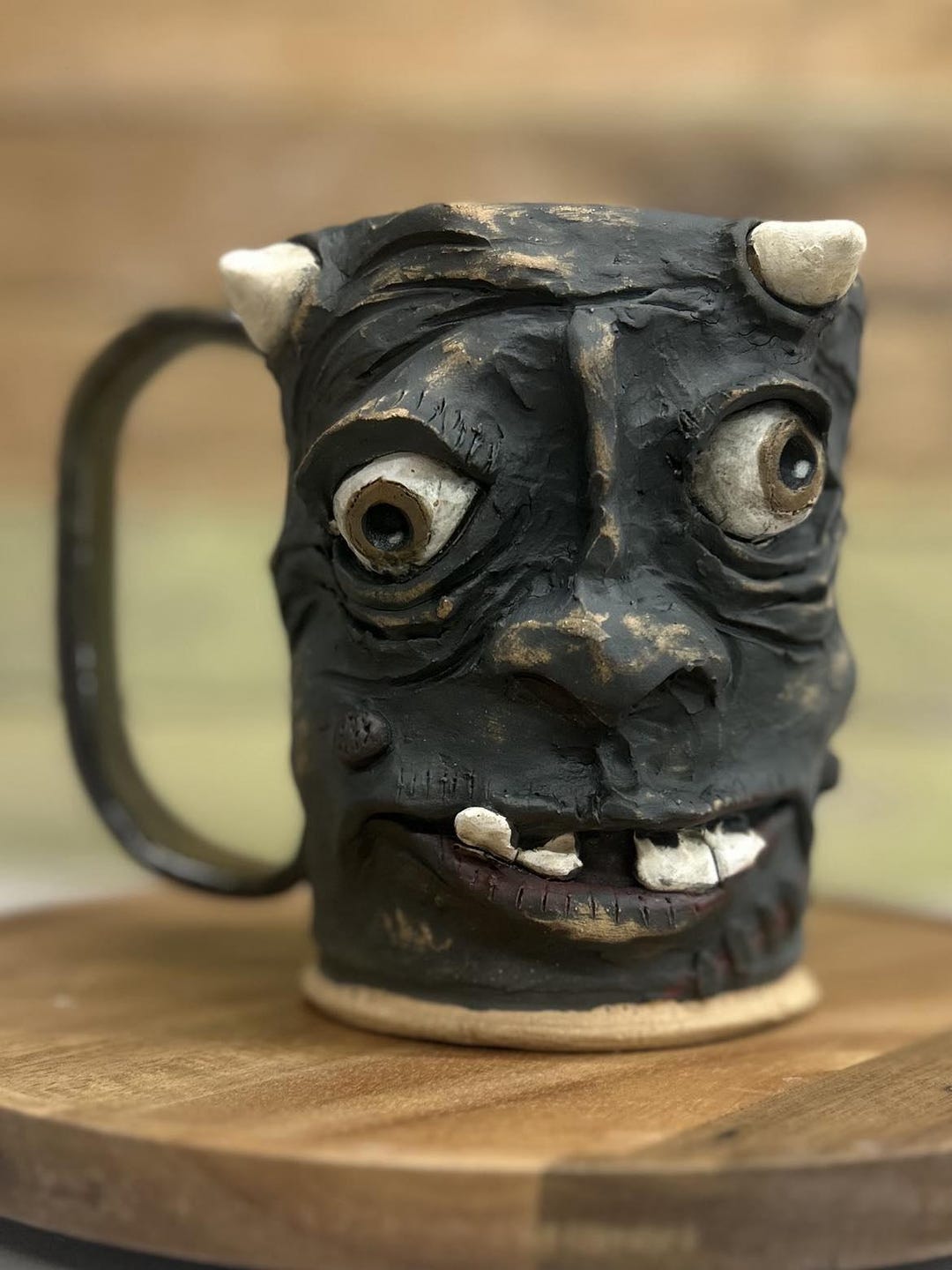 Pottery Ugly Face Monster Mug for Coffee Handmade Sculpted Stoneware 5. ...