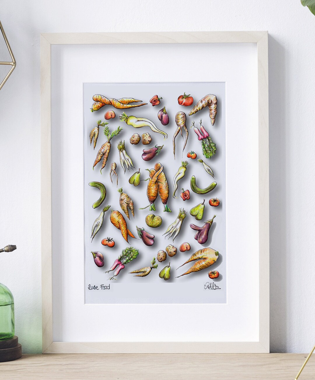Rude Food Print: Cheeky Vegetable Illustration, Gallery Wall Art - Etsy