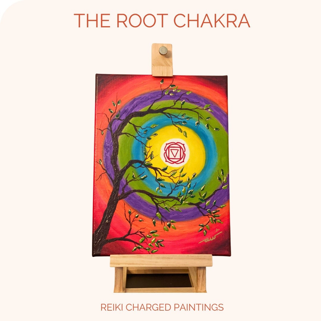 Root Chakra Acrylic Painting – Reiki-charged Energy Art, 9×12 ...