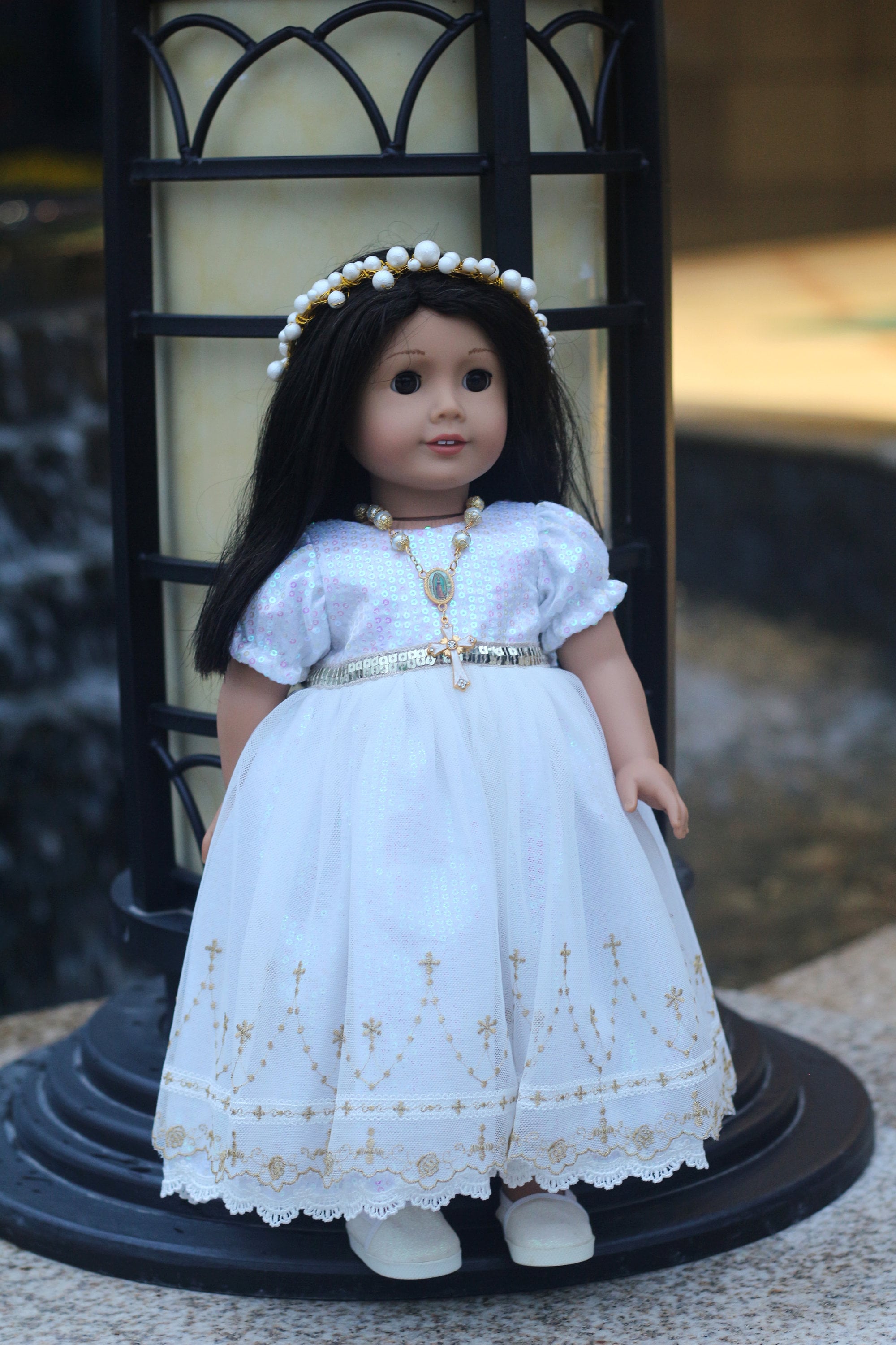 First Communion Doll Dress / Princess Lace Knee Length Doll Dress18 ...
