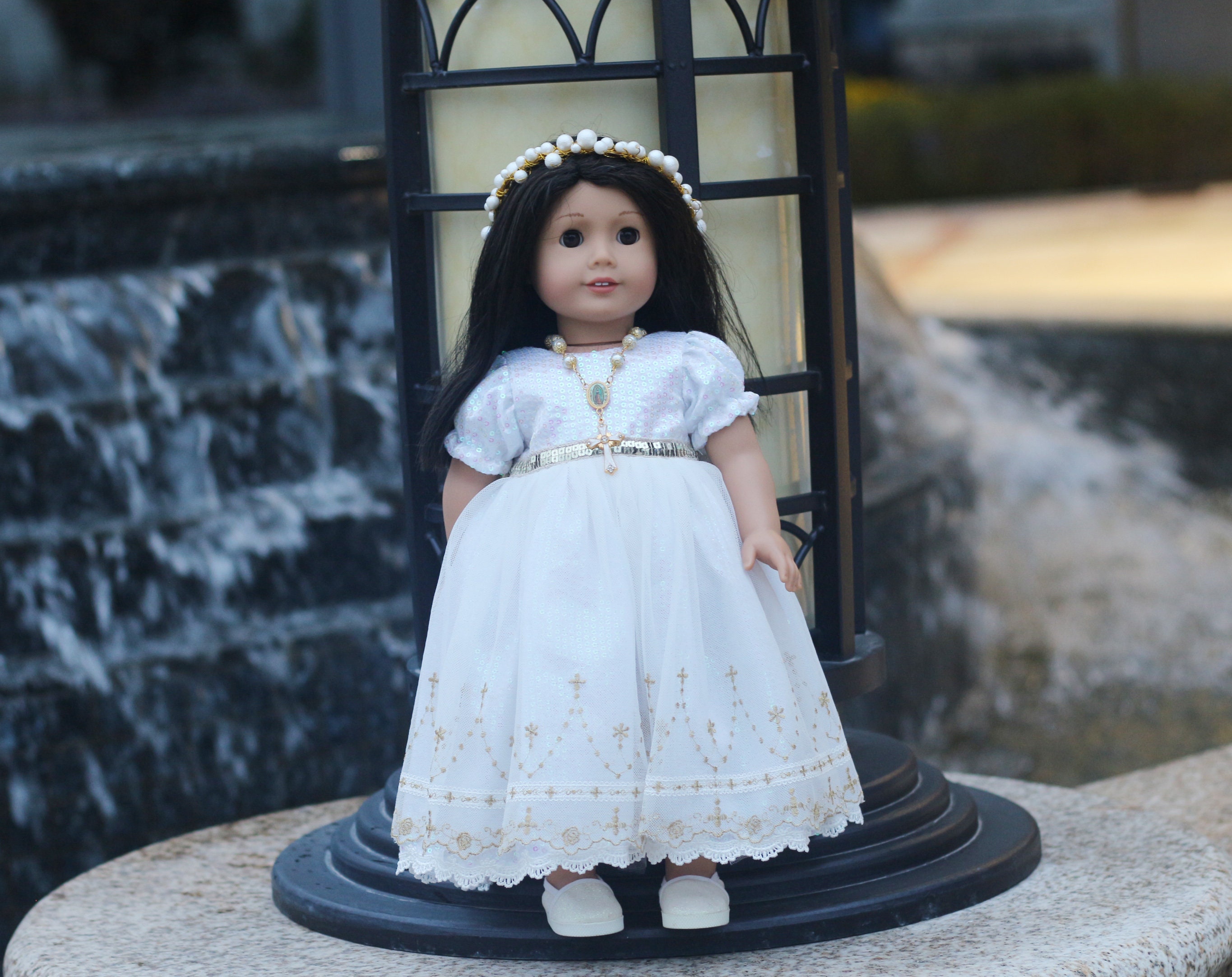 First Communion Doll Dress / Princess Lace Knee Length Doll Dress18 ...