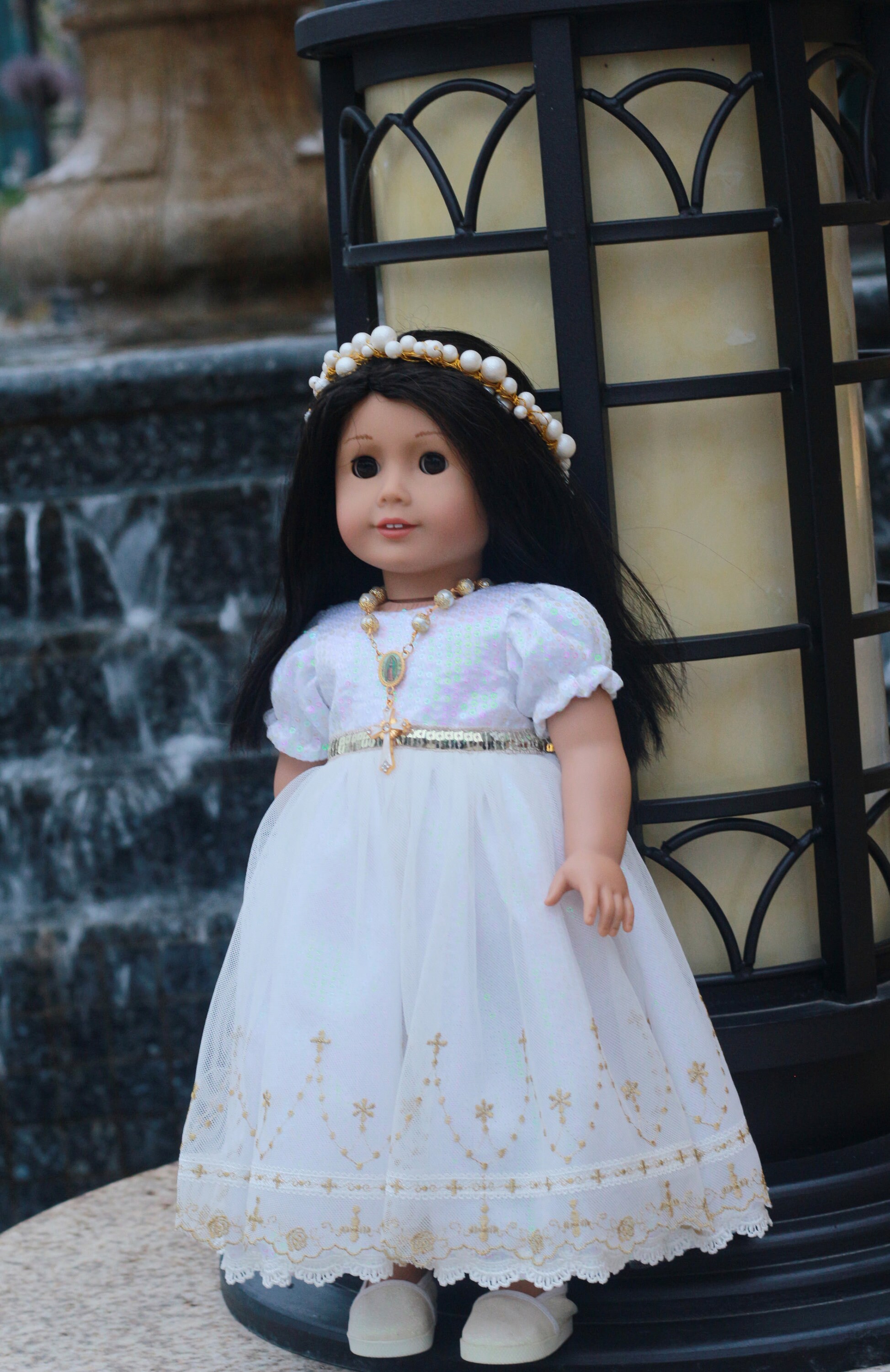 First Communion Doll Dress / Princess Lace Knee Length Doll Dress18 ...
