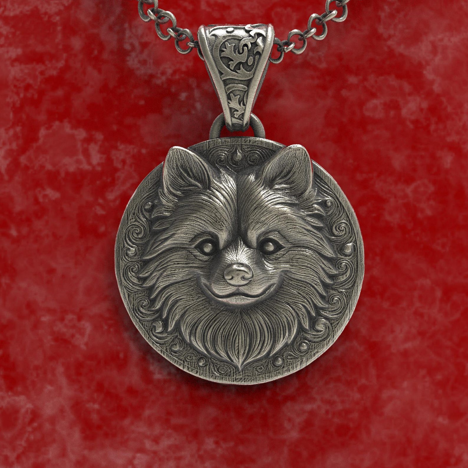 Sterling Silver Pomeranian Dog Pendant – 925 Silver Necklace With 55cm ...