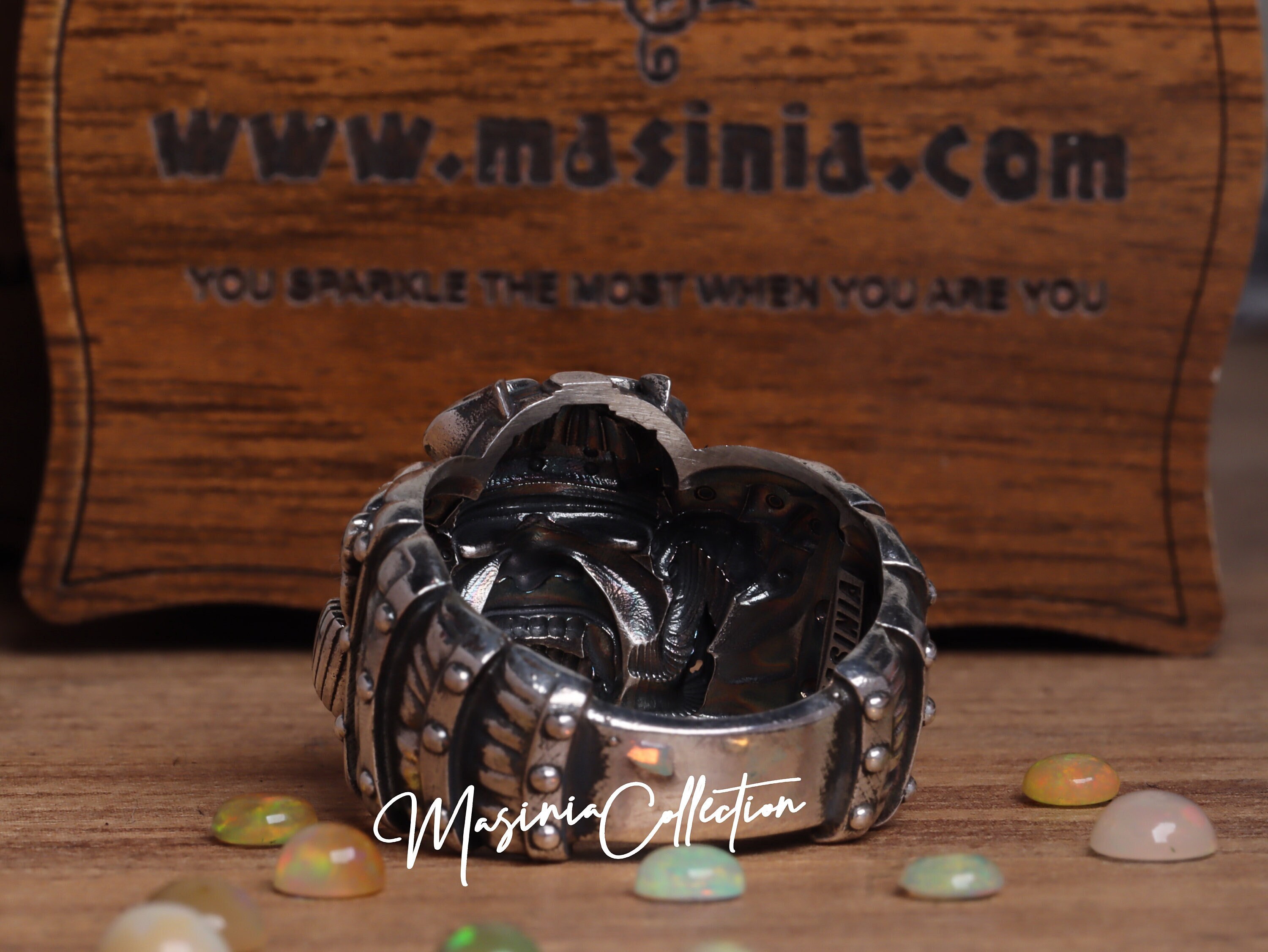 Men's Silver Ring Samurai Armor Helmet Ring Sterling - Etsy