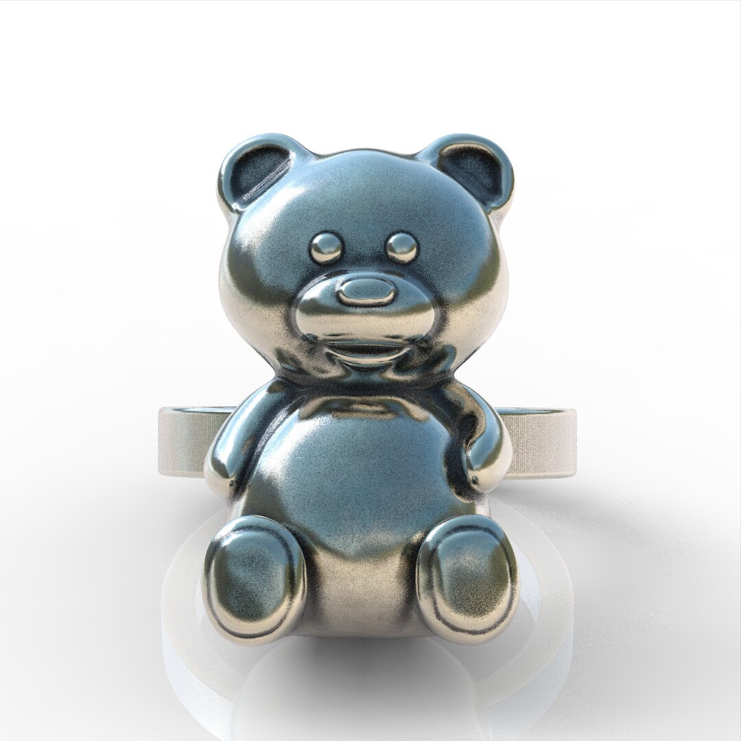 Teddy Bear Sterling Silver 925 Ring Ring Handmade Animal Biker Men ...