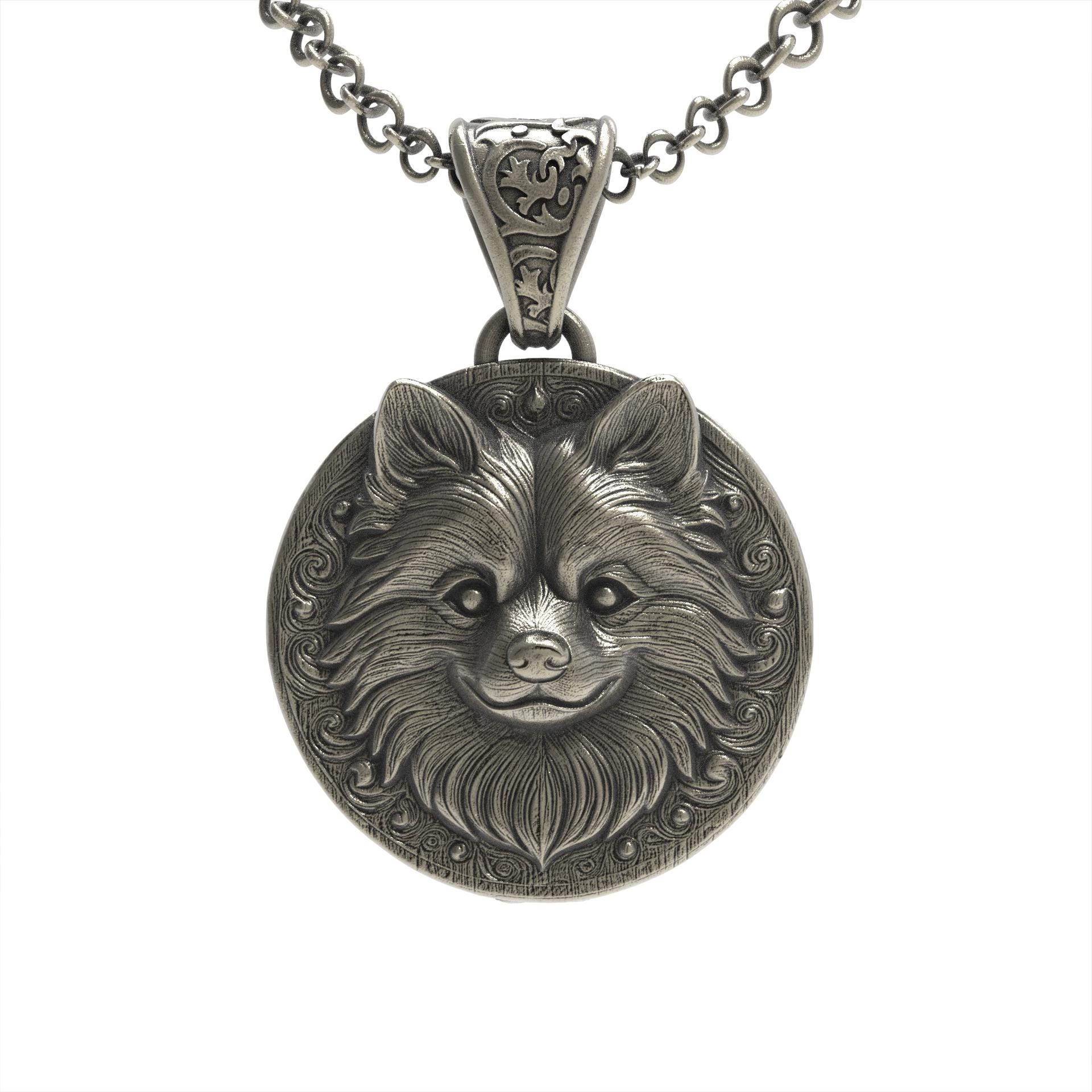 Sterling Silver Pomeranian Dog Pendant – 925 Silver Necklace With 55cm ...
