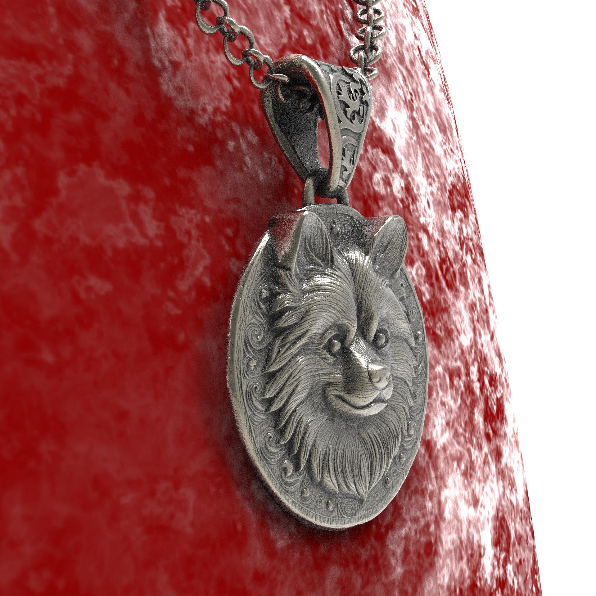 Sterling Silver Pomeranian Dog Pendant – 925 Silver Necklace With 55cm ...