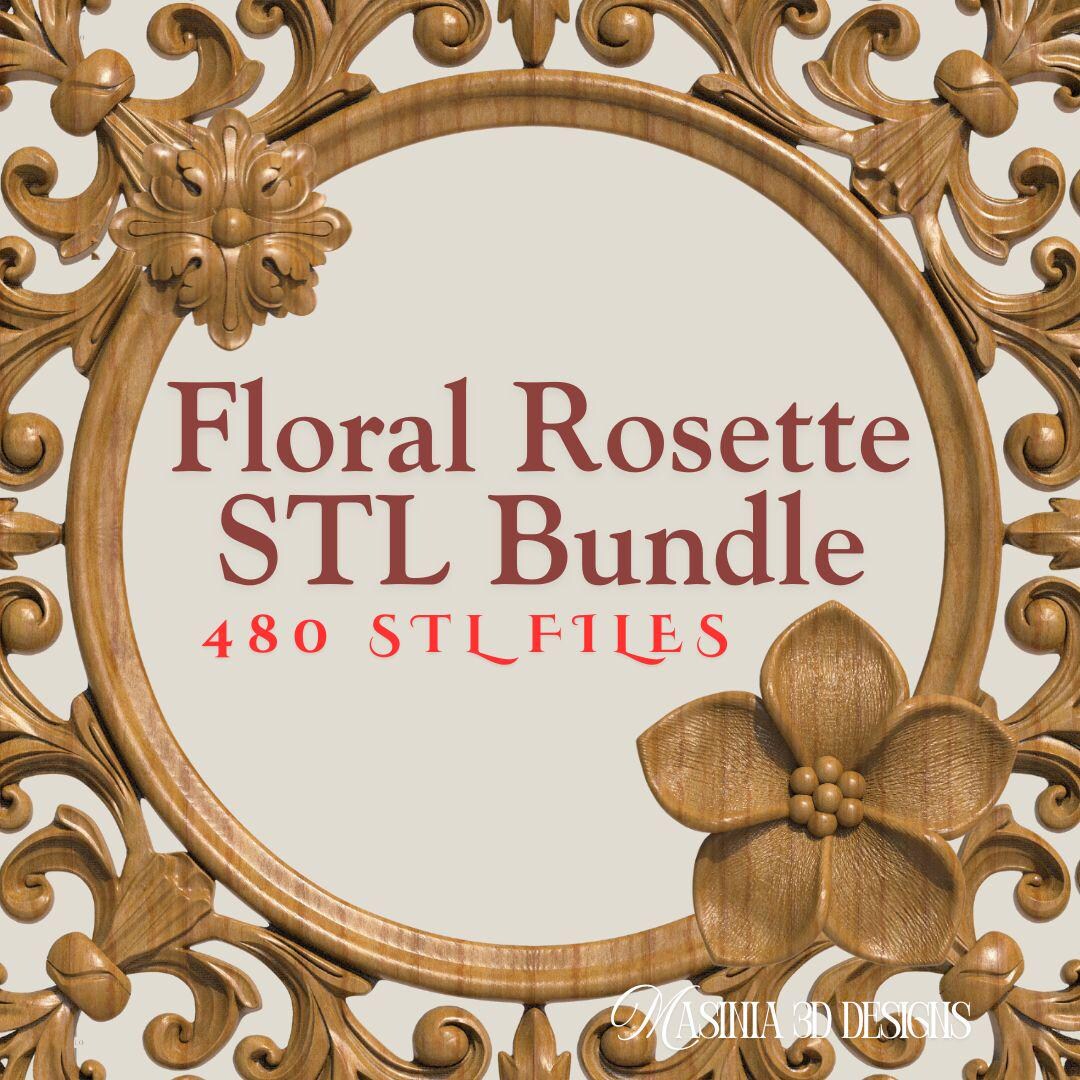 480 Floral Rosette STL Bundle – High-detail Ornamental Designs for CNC ...
