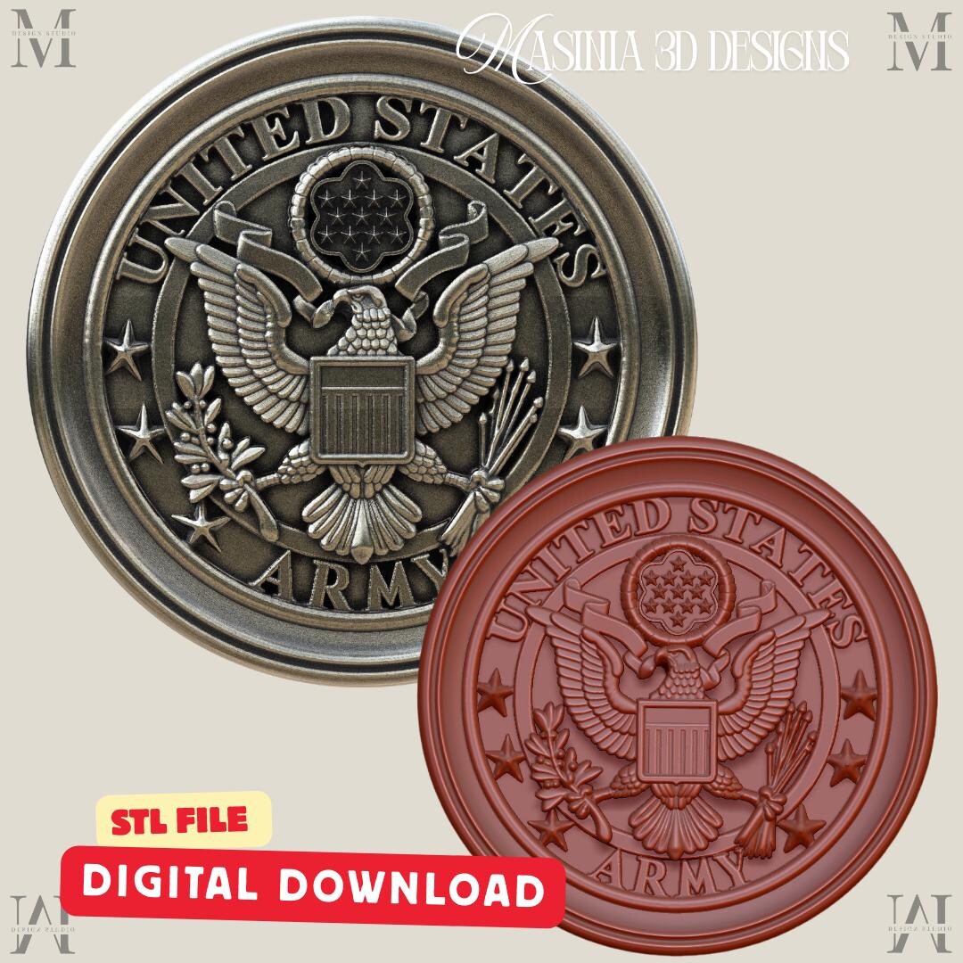 US Army Seal 3D Relief STL File, Military Emblem Wall Art, CNC Router ...