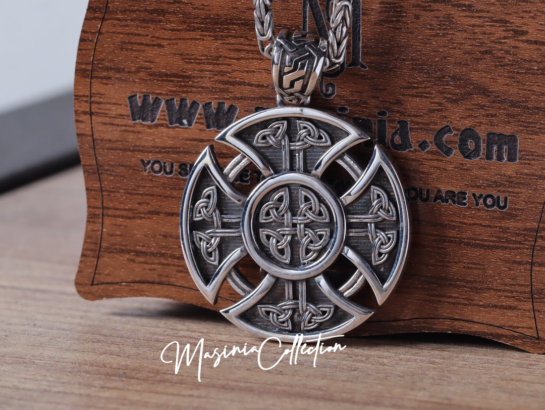 Pendant Slavic-aryan Equilateral Cross in a Circle Sterling Silver 925 ...
