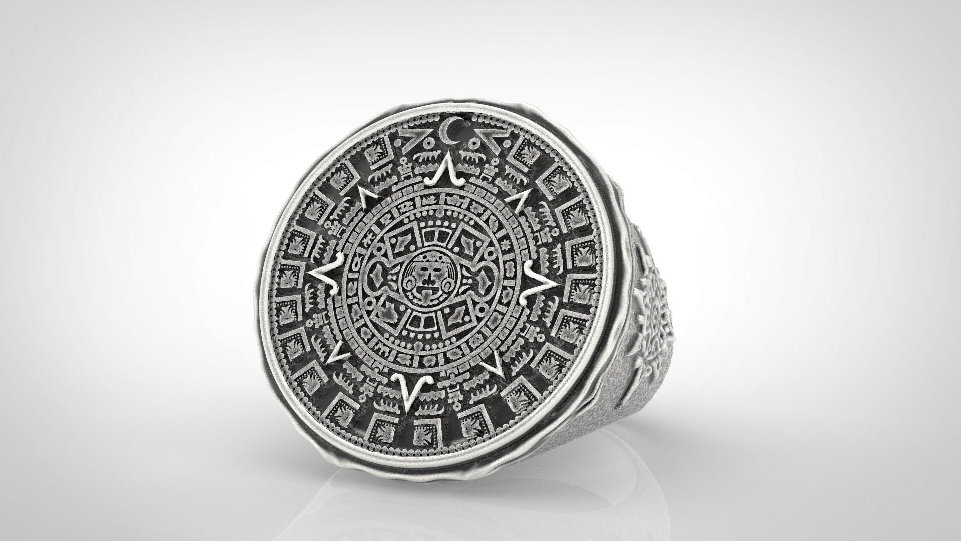 Aztec Calendar Mayan Ring Sterling Silver 925 - Etsy