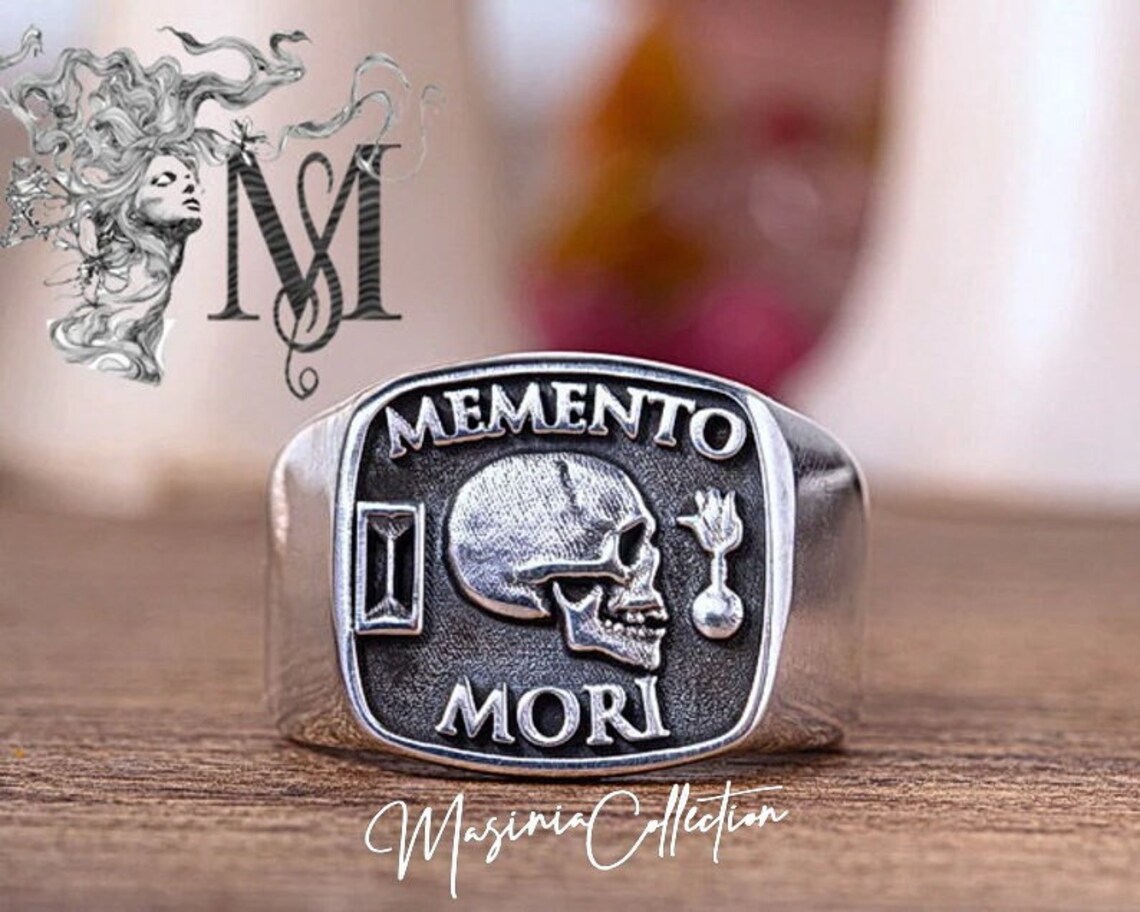 Memento Mori Signet Ring Sterling Silver 925 Original Design - Etsy