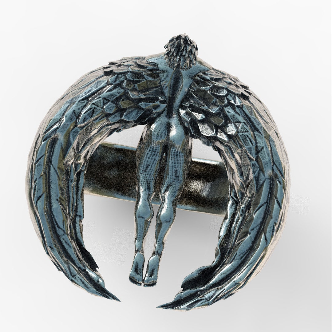 Flying Archangel Sterling Silver 925 Ring Ring Love Gift for Him ...