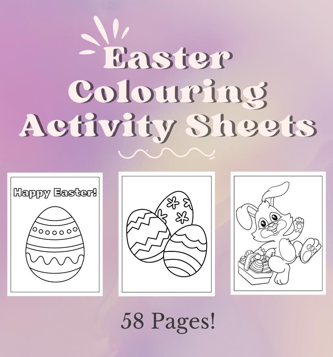 Easter Colouring Sheets - Digital Download Book 58 Fun Printable Pages ...