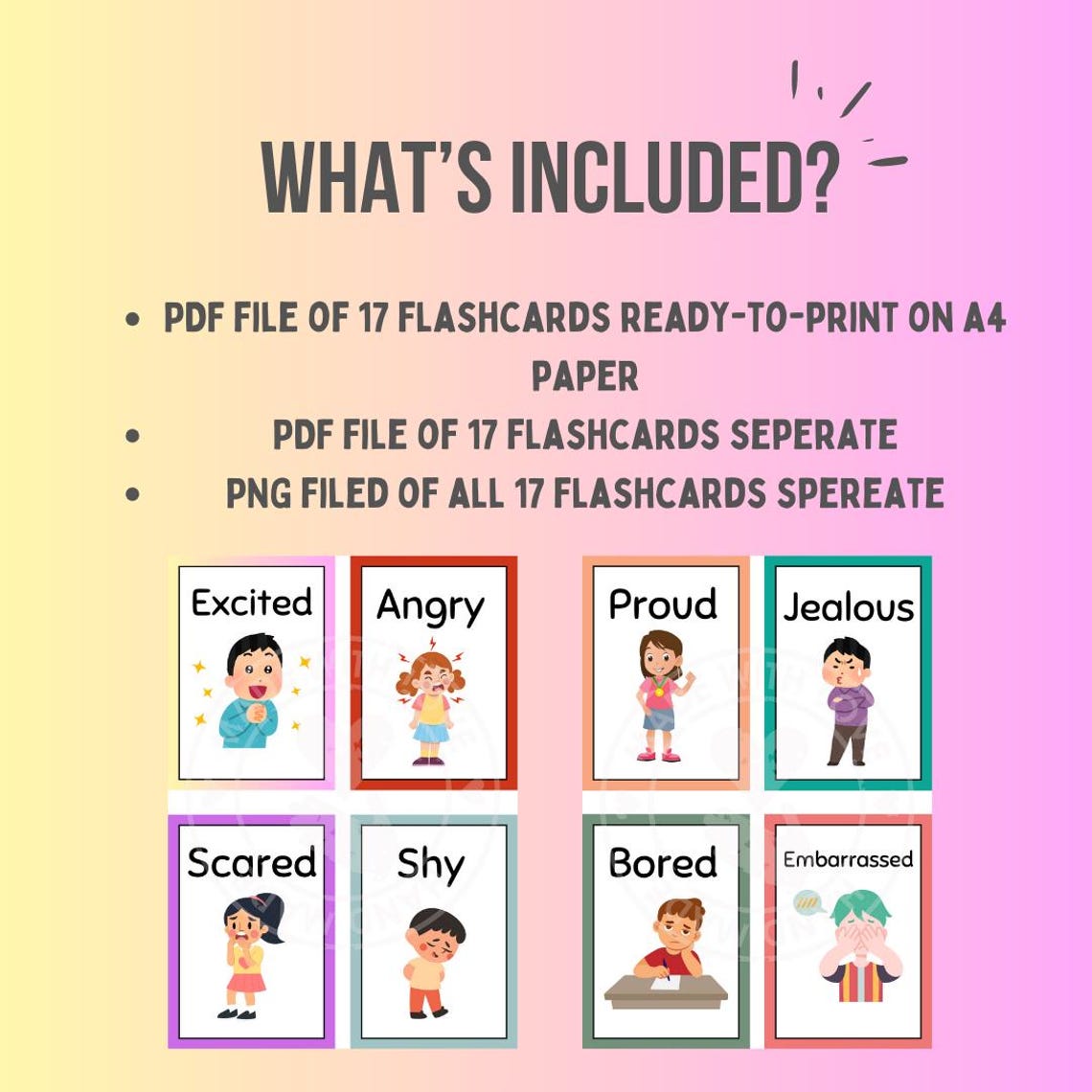 17 Photo Emotions Flashcards, Printable Feelings Flash Cards, Fun Cute ...