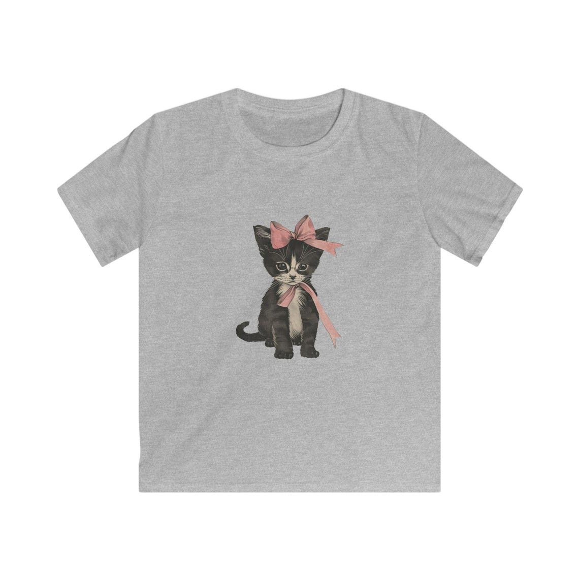 Kitten With Pink Bow Baby Tee, Womens Fitted Tshirt, Graphic Tee, Retro ...