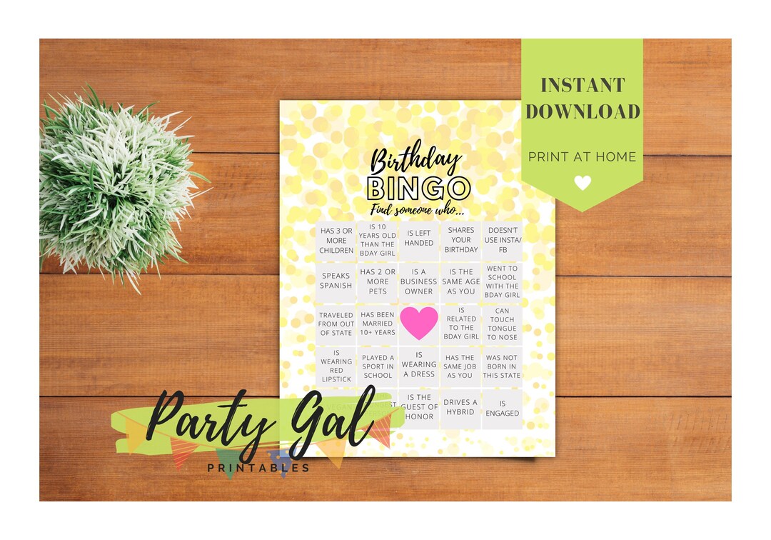 Birthday Bingo. Birthday Party Game. Trivia, Teen, Tween Girl Birthday ...